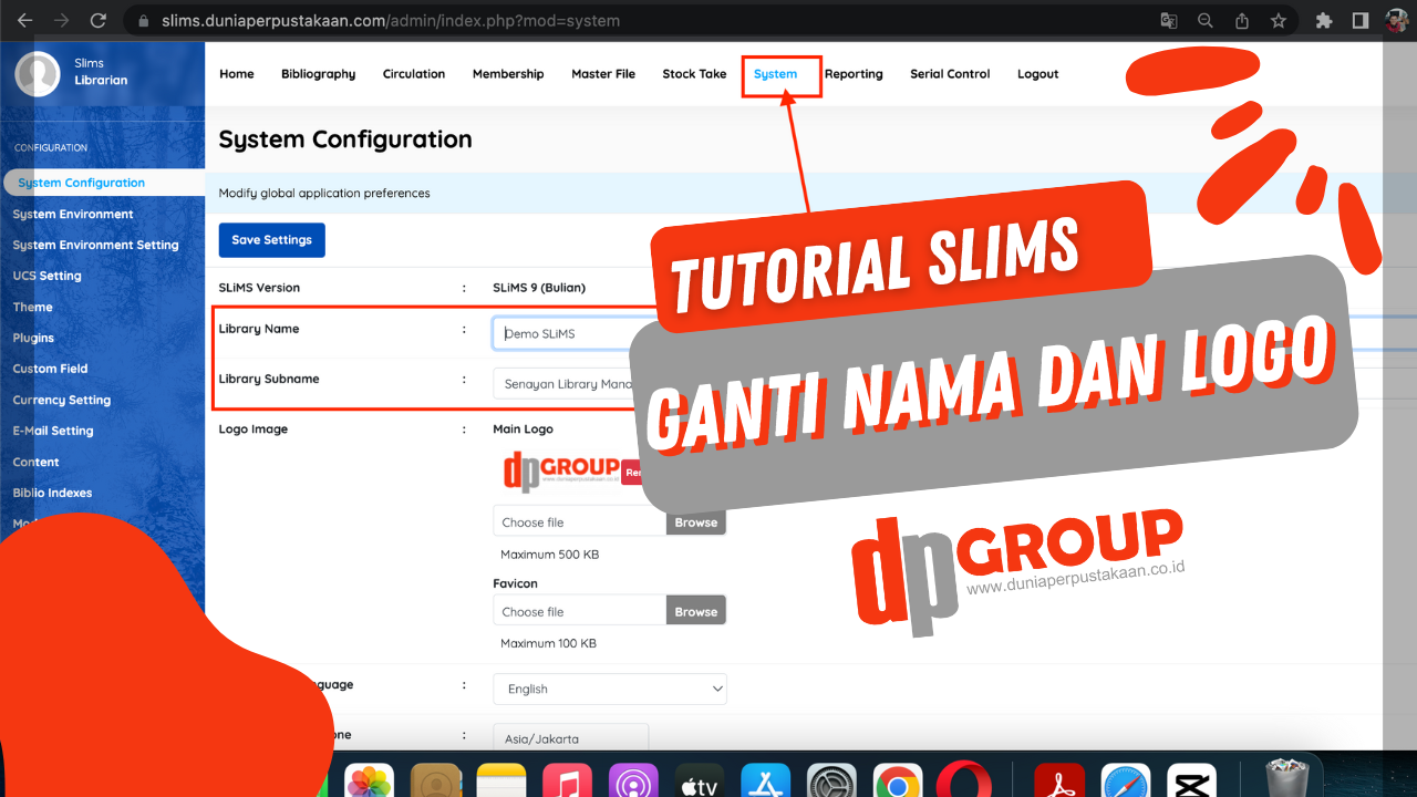 Cara Ganti Nama dan Logo Perpustakaan di SLiMS